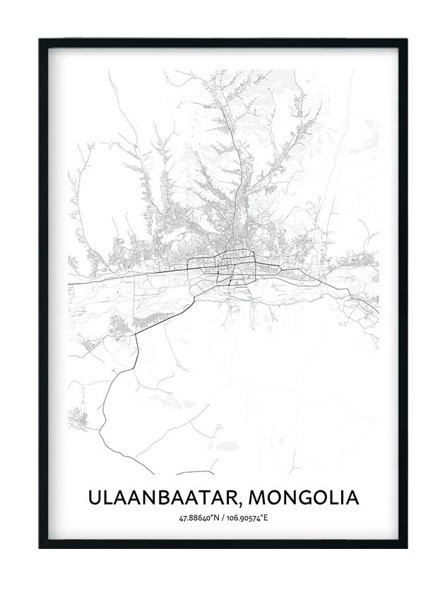 Ulaanbaatar Map Poster - Your City Map Art - Positive Prints