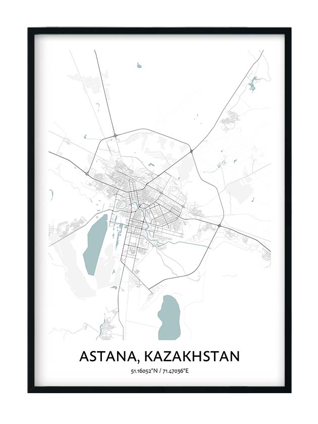 Astana Map Poster - Your City Map Art - Positive Prints