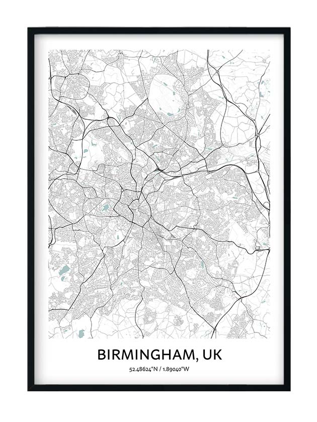 Birmingham Map Poster - Your City Map Art - Positive Prints