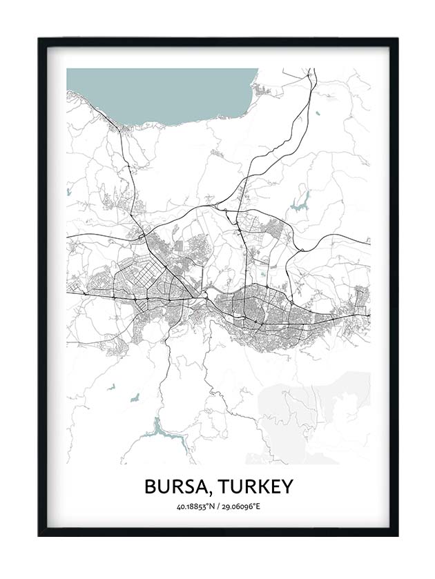 Bursa Map Poster - Your City Map Art - Positive Prints
