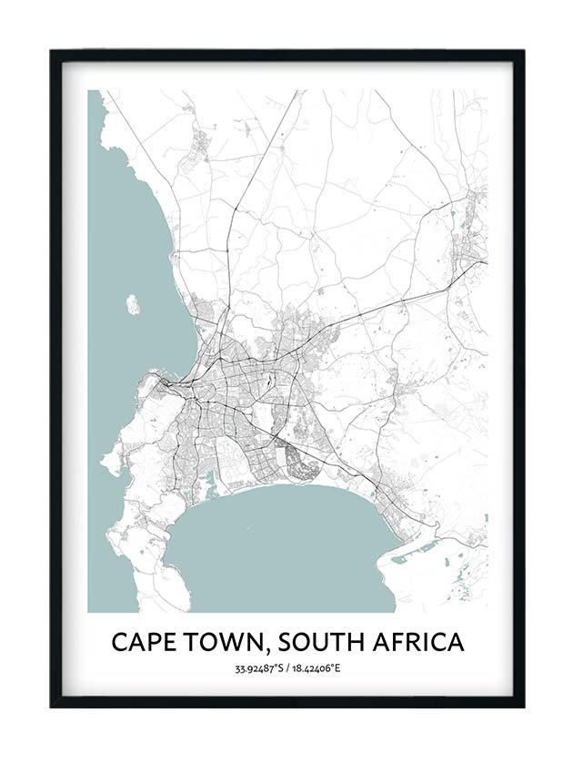 Cape Town Map Poster - Your City Map Art - Positive Prints