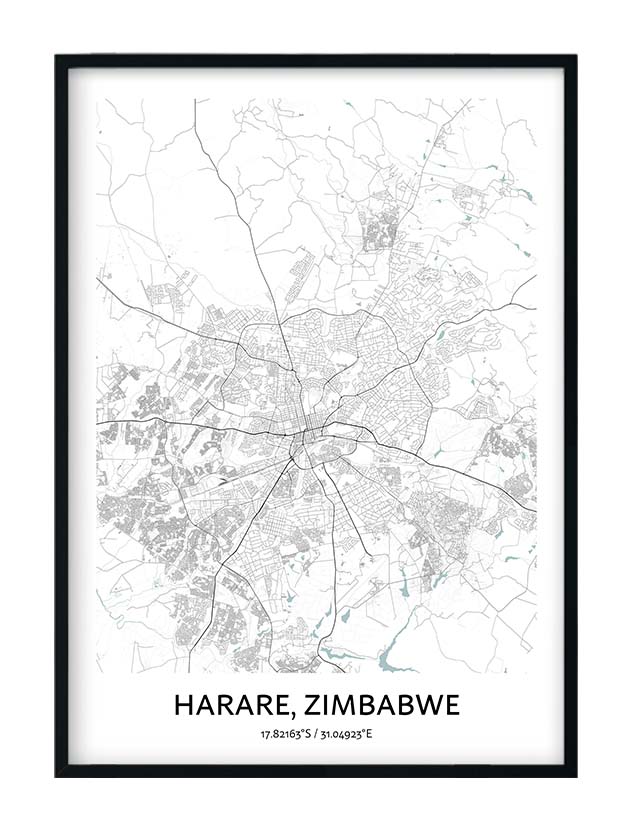 Harare Map Poster - Your City Map Art - Positive Prints
