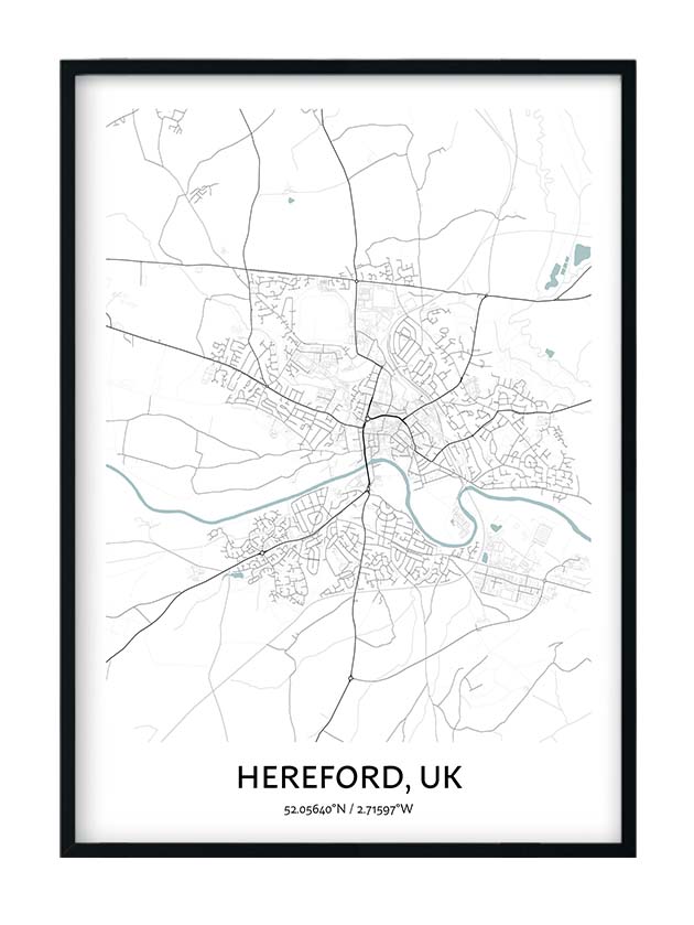 Hereford Map Poster - Your City Map Art - Positive Prints