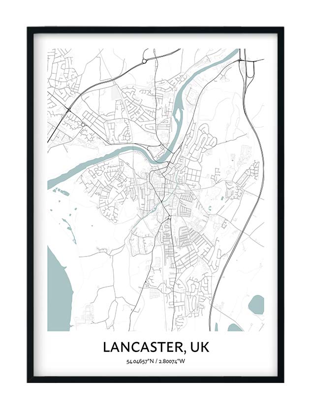 Lancaster Map Poster - Your City Map Art - Positive Prints