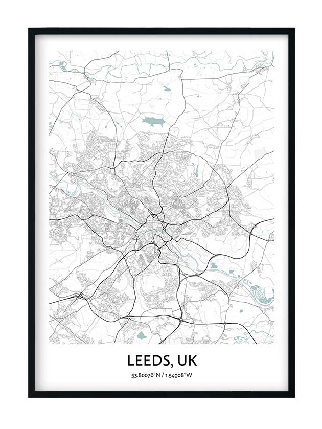 Leeds Map Poster - Your City Map Art - Positive Prints