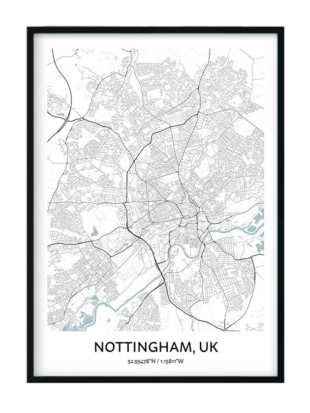 Nottingham Map Poster - Your City Map Art - Positive Prints