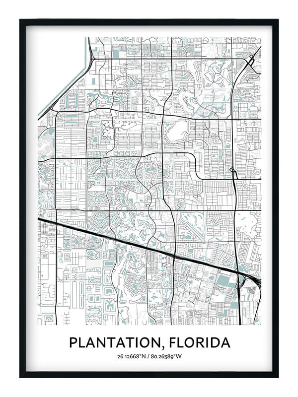 Plantation Map Poster - Your City Map Art - Positive Prints
