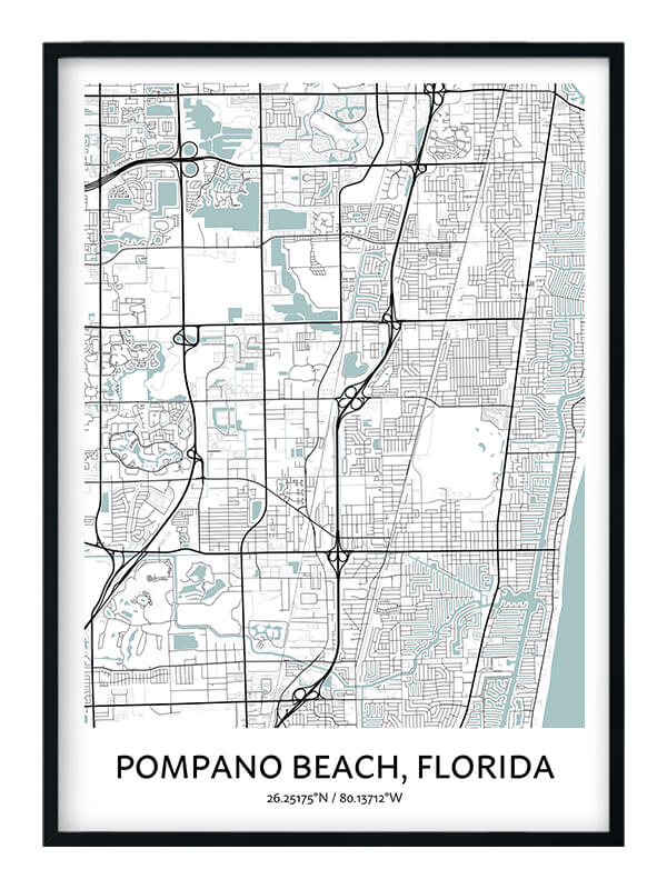 Pompano Beach Map Poster - Your City Map Art - Positive Prints
