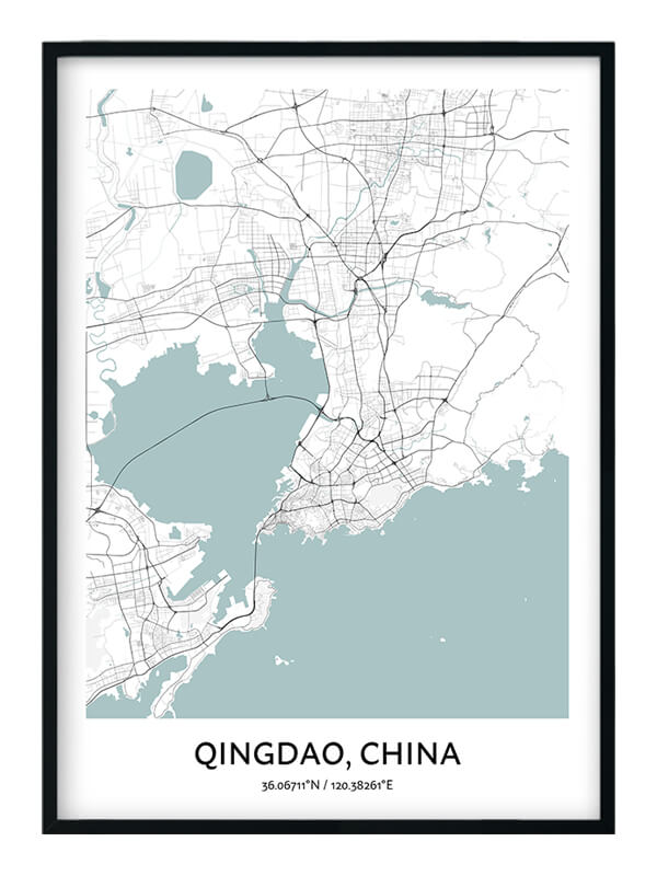 Qingdao Map Poster - Your City Map Art - Positive Prints