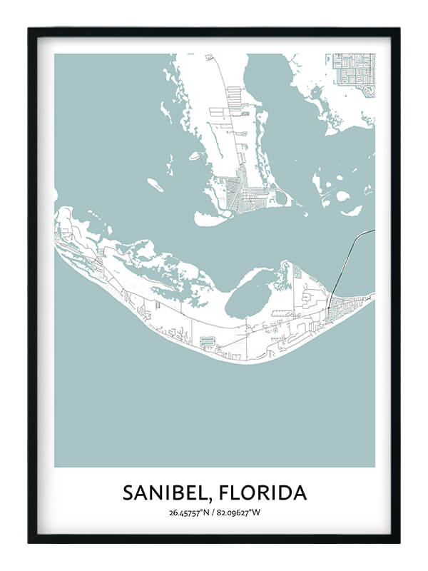 Sanibel Map Poster - Your City Map Art - Positive Prints
