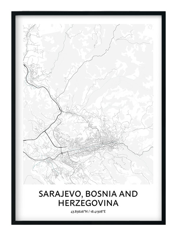 Sarajevo Map Poster - Your City Map Art - Positive Prints