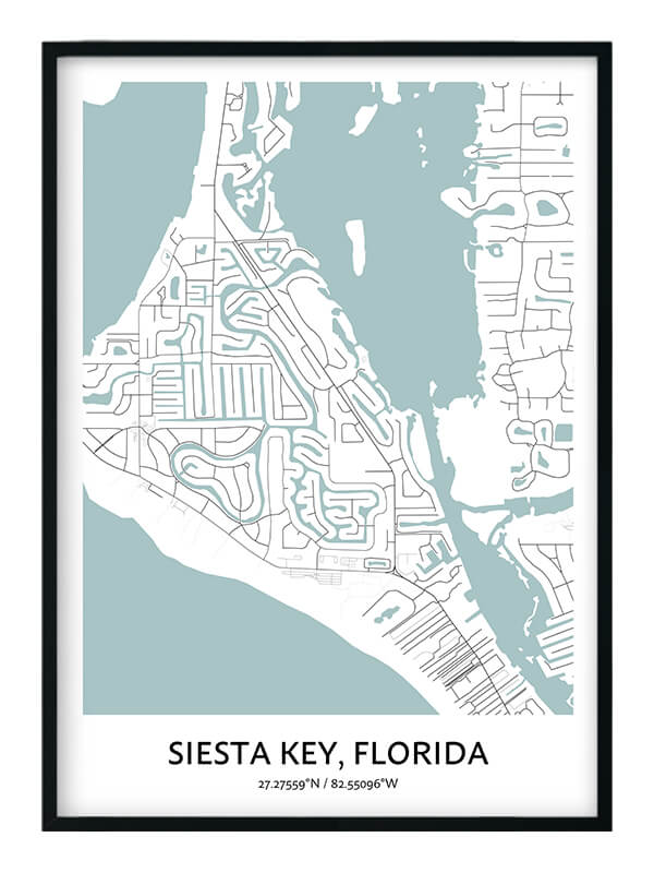 Siesta Key Map Poster - Your City Map Art - Positive Prints