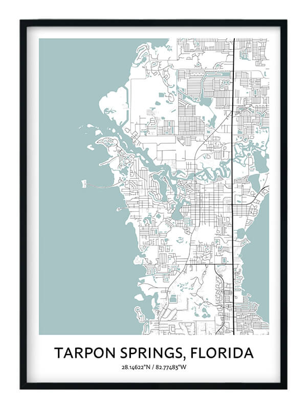 Tarpon Springs Map Poster - Your City Map Art - Positive Prints