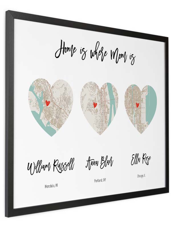 Long Distance Mom Map - Personalized Mom Gift - Positive Prints