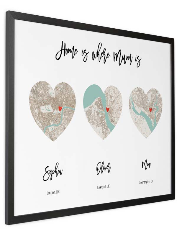 Long Distance Mum Map - Personalised Mom Gift - Positive Prints