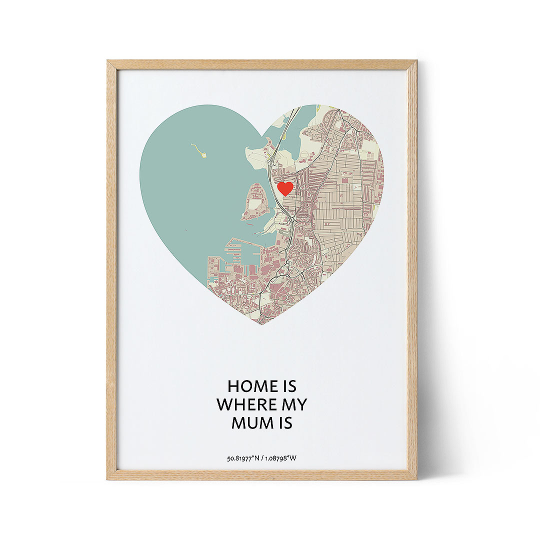 Home Is Where My Mum Is Map - Gift for Mum - Positive Prints