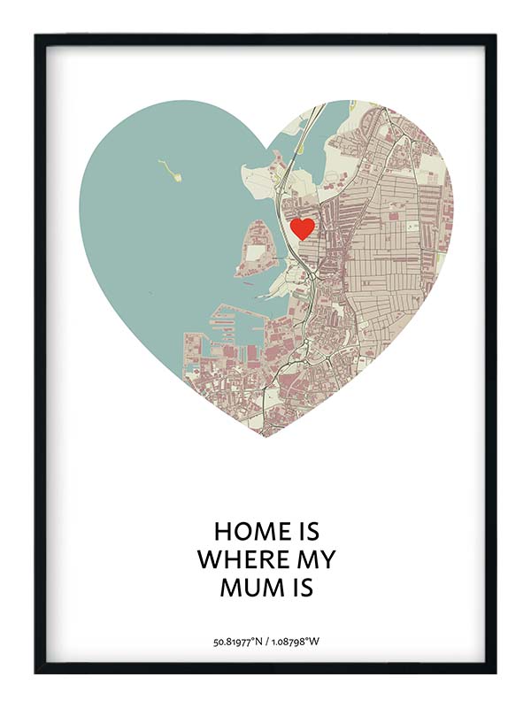 Home Is Where My Mum Is Map - Gift for Mom - Positive Prints