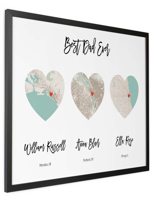 Long Distance Dad Map - Personalized Dad Gift - Positive Prints