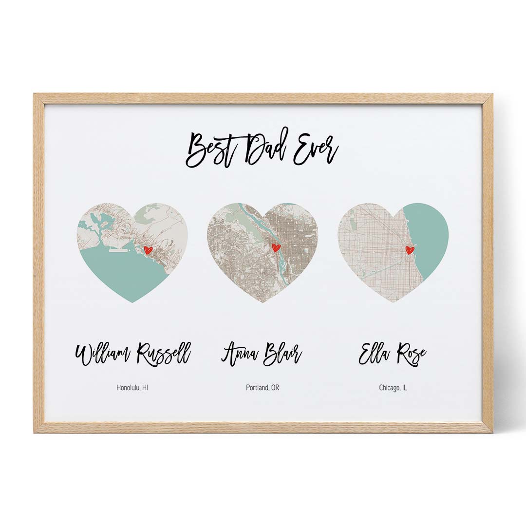 Long Distance Dad Map - Personalized Dad Gift - Positive Prints