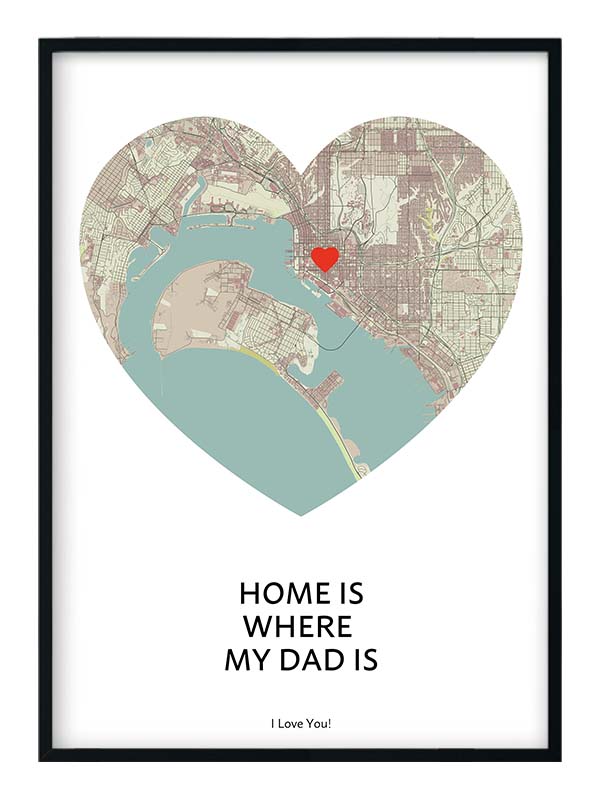 Home Is Where My Dad Is Map - Gift for Dad - Positive Prints