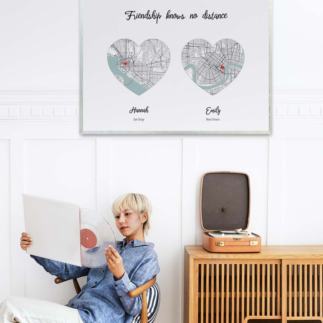 Map Long Distance Friends Long Distance Friendship Gifts, Customised