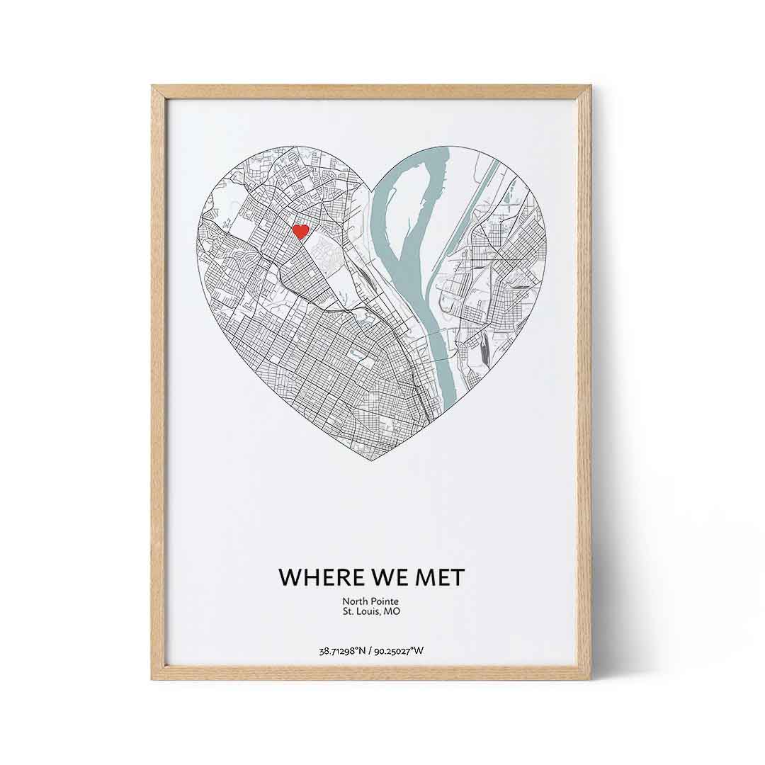 Where We Met Heart Map - Personalized Gift - Positive Prints