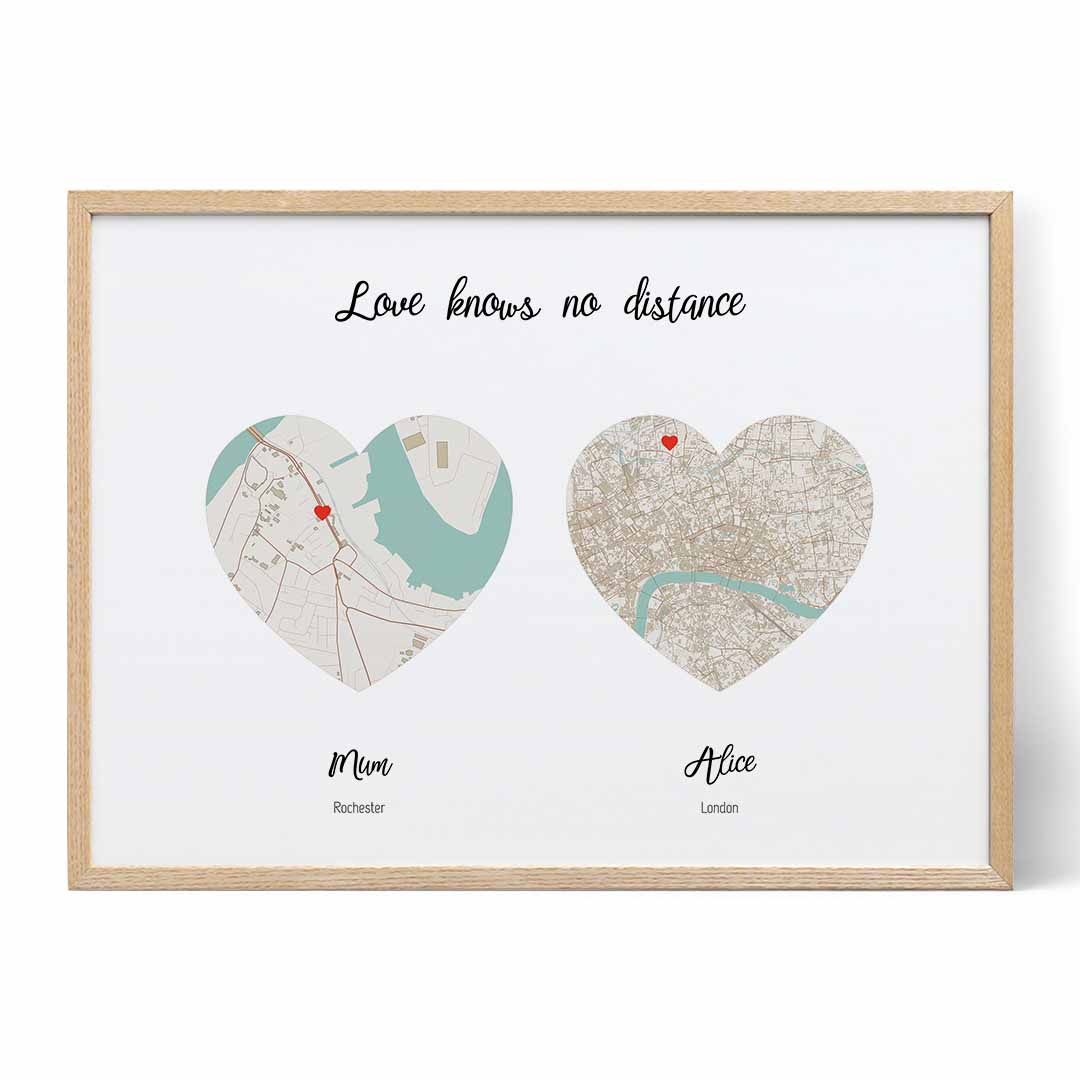 Love Knows No Distance Map for Mum - Positive Prints