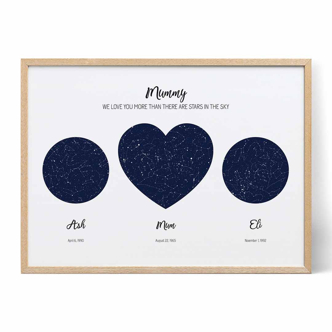 Our Mum Triple Star Map - Positive Prints