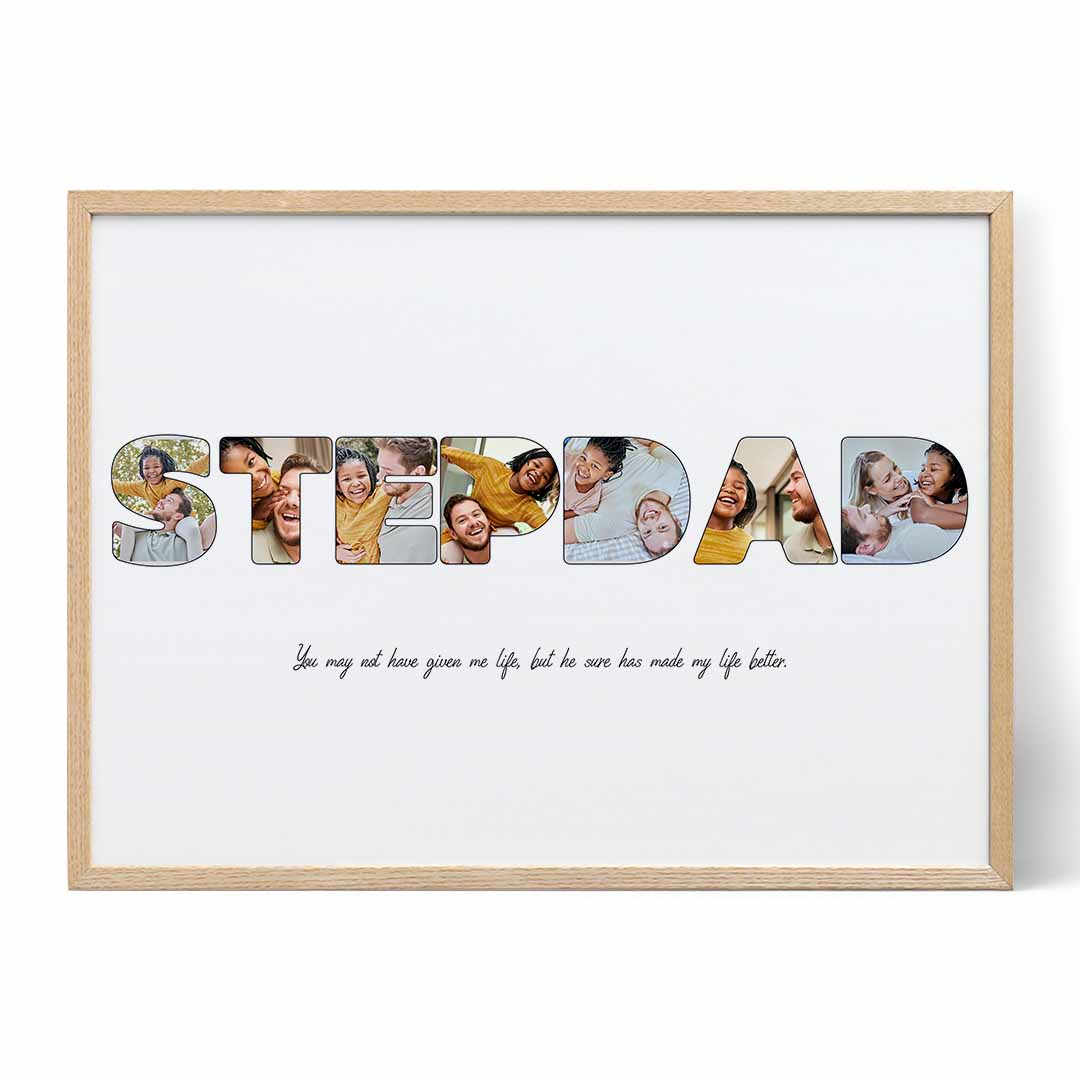 Stepdad Letter Photo Collage Personalized Gift Positive Prints