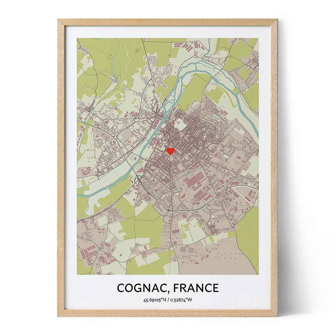 Cognac Map Poster - Your City Map Art - Positive Prints