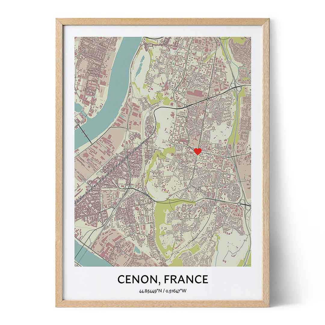 Cenon Map Poster - Positive Prints