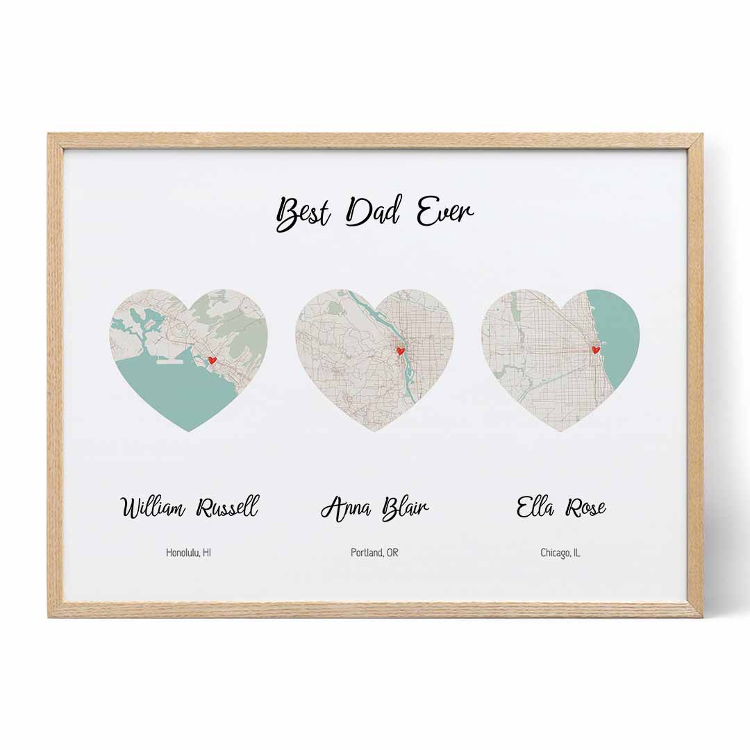 Long Distance Dad Map - Personalized Dad Gift - Positive Prints