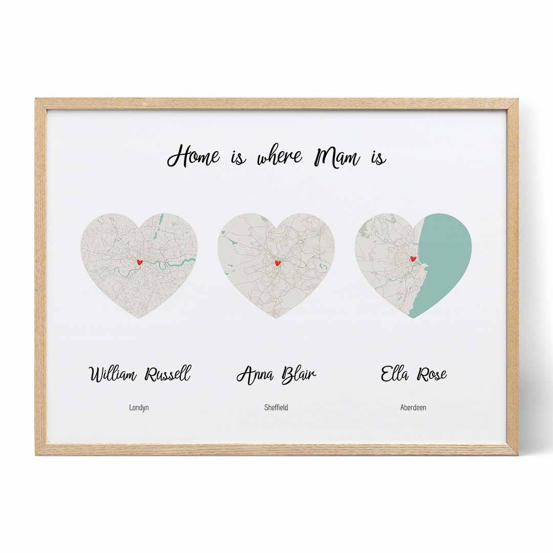 Long Distance Mum Map - Personalised Mom Gift - Positive Prints