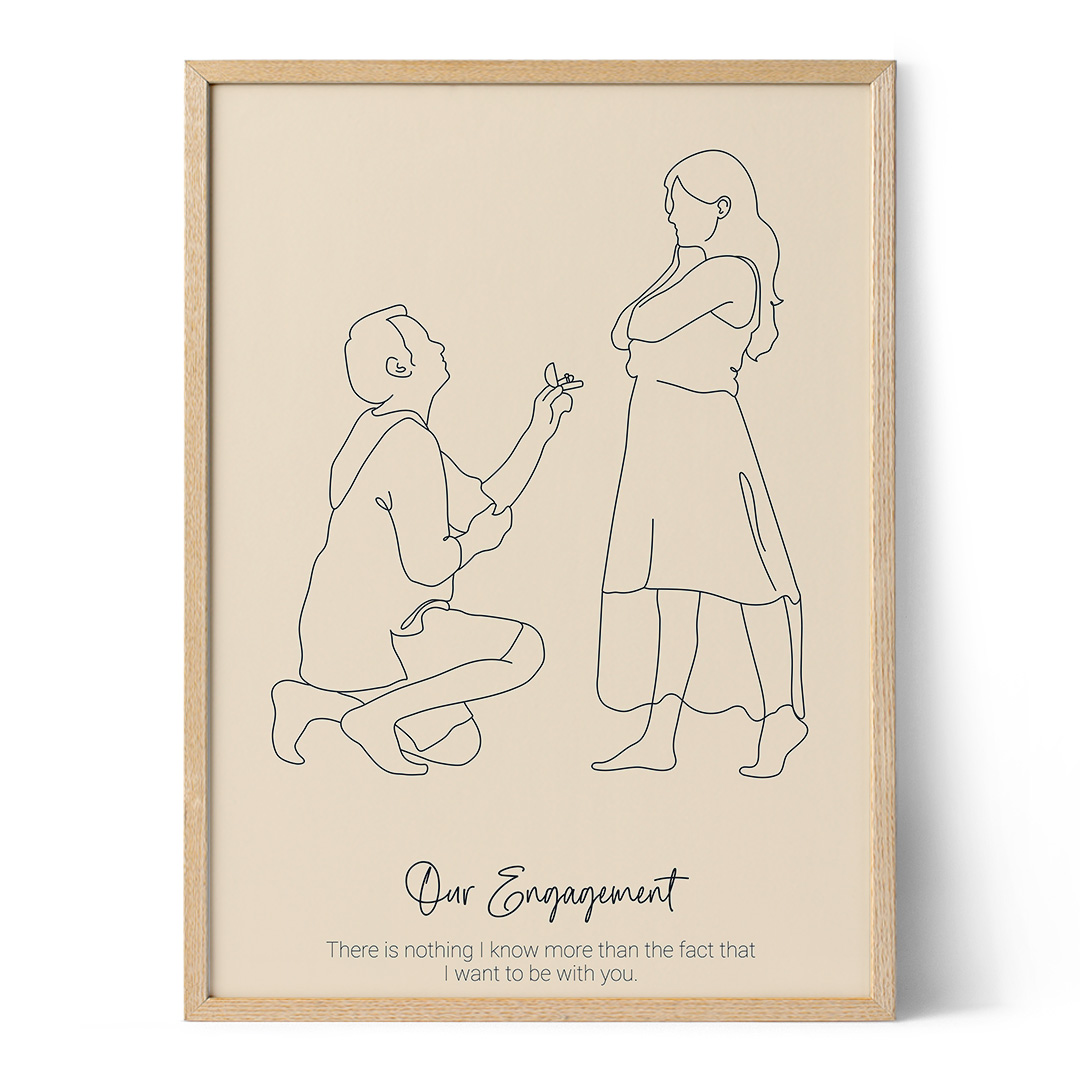Engagement Line Art - Positive Prints