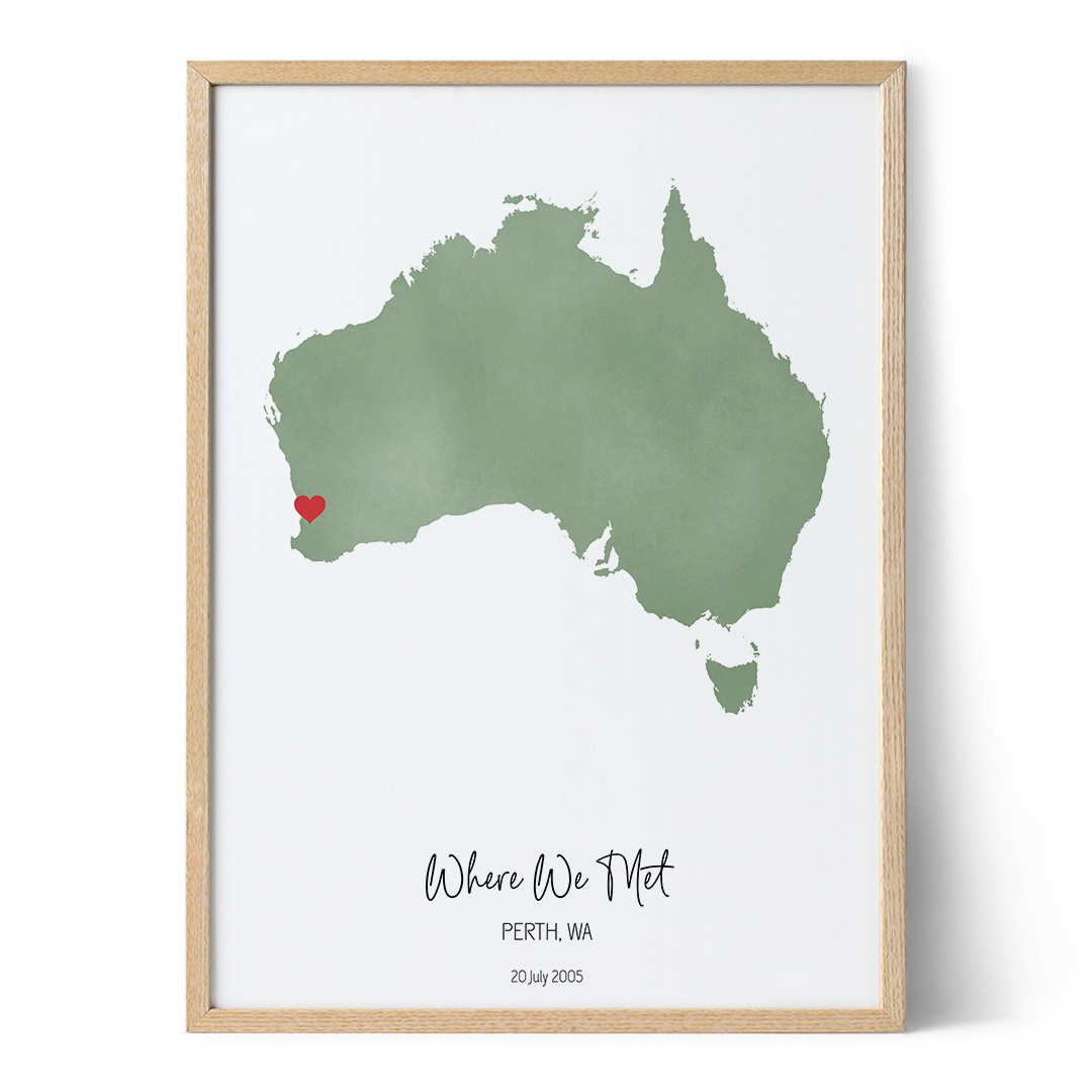 Watercolour Where We Met Map - Positive Prints