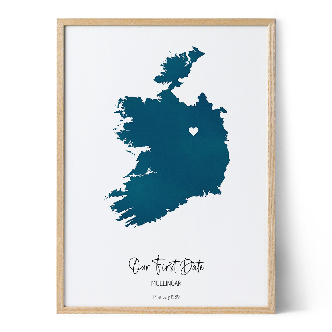 Watercolour Our First Date Map - Positive Prints