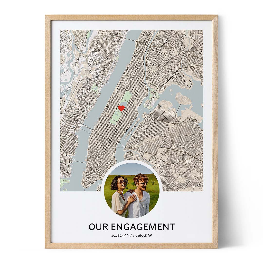 Engagement Map with Photo - Positive Prints