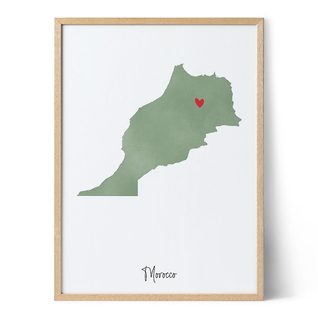 Morocco Map Art - Positive Prints