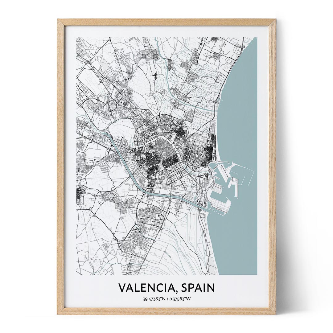 Valencia Map Poster - Your City Map Art - Positive Prints
