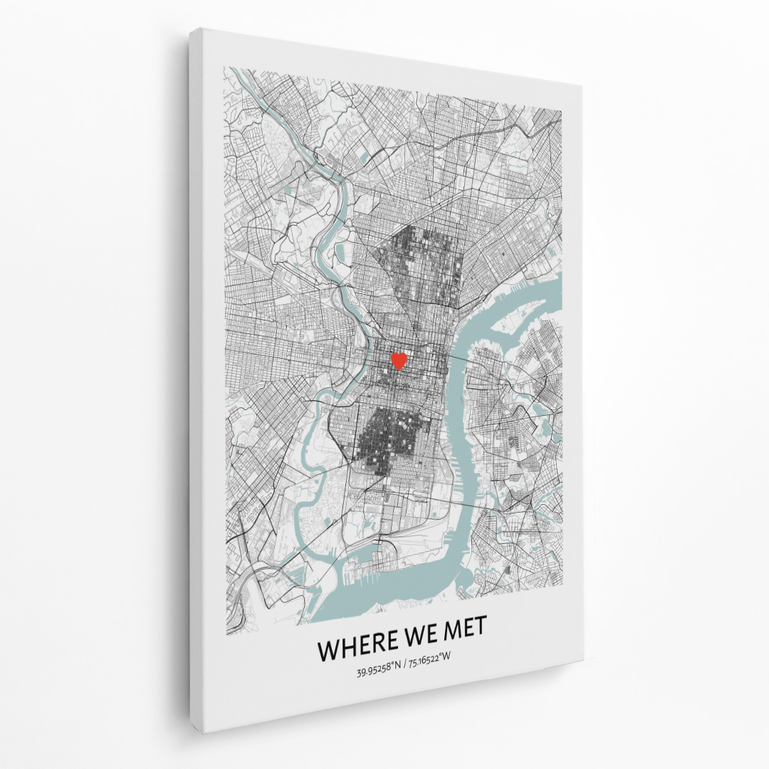 Where We Met Map Canvas - Positive Prints