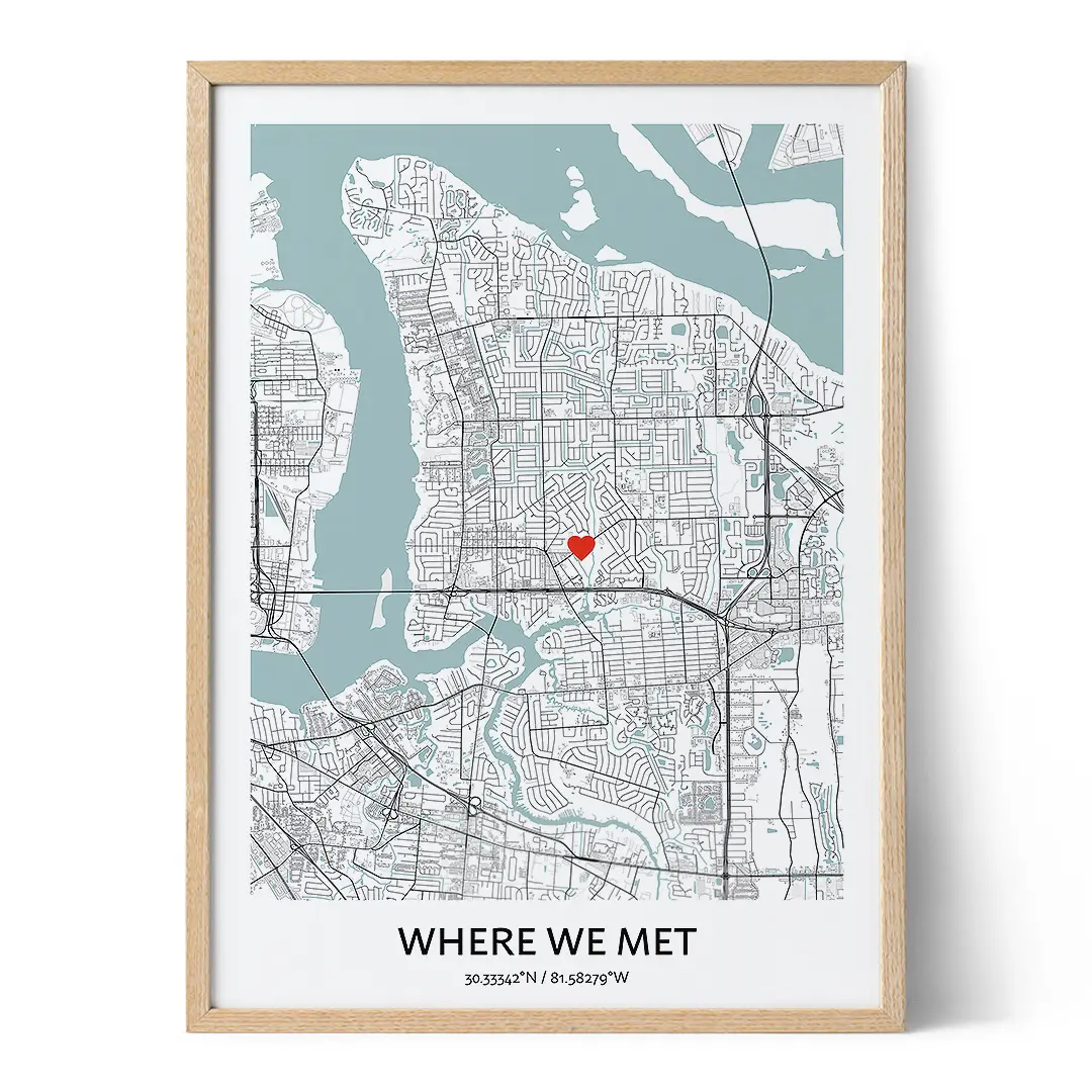 Where We Met Map | Personalised Poster Gift | Positive Prints