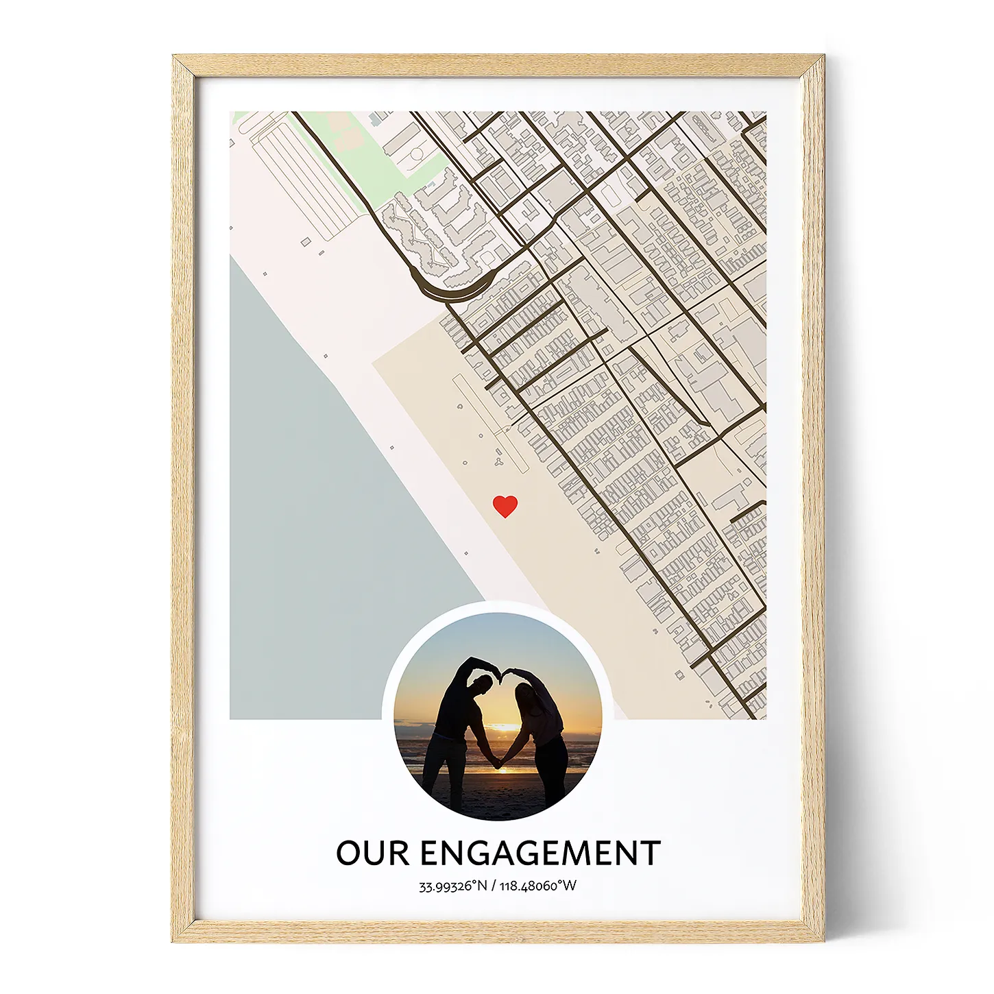 Engagement Map with Photo - Positive Prints