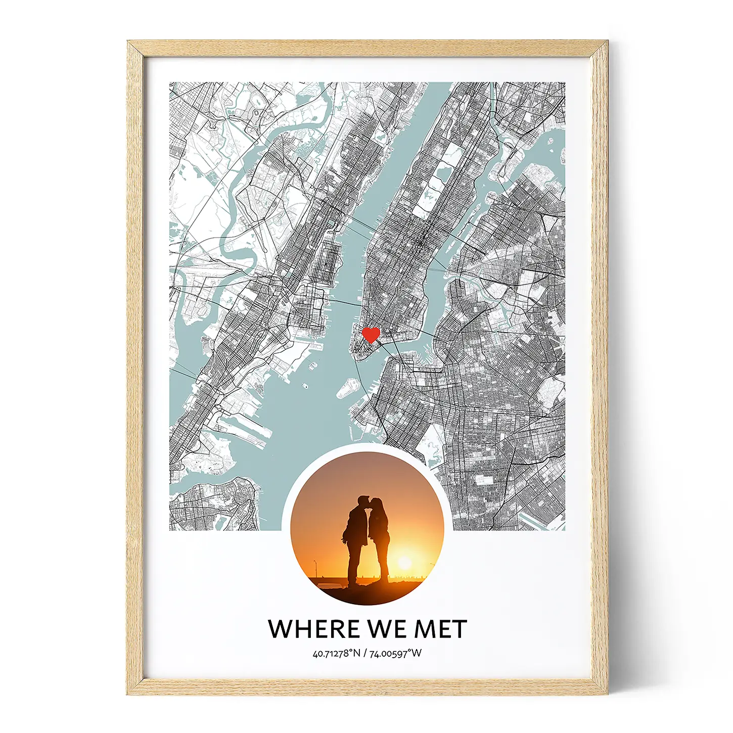 Where We Met Map with Photo - Positive Prints