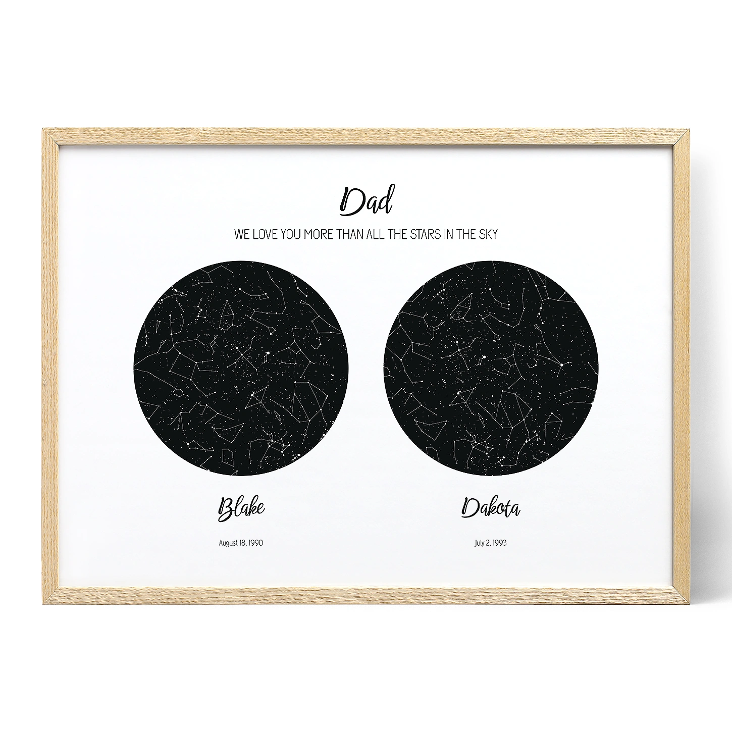 Double Star Map for Dad - Positive Prints