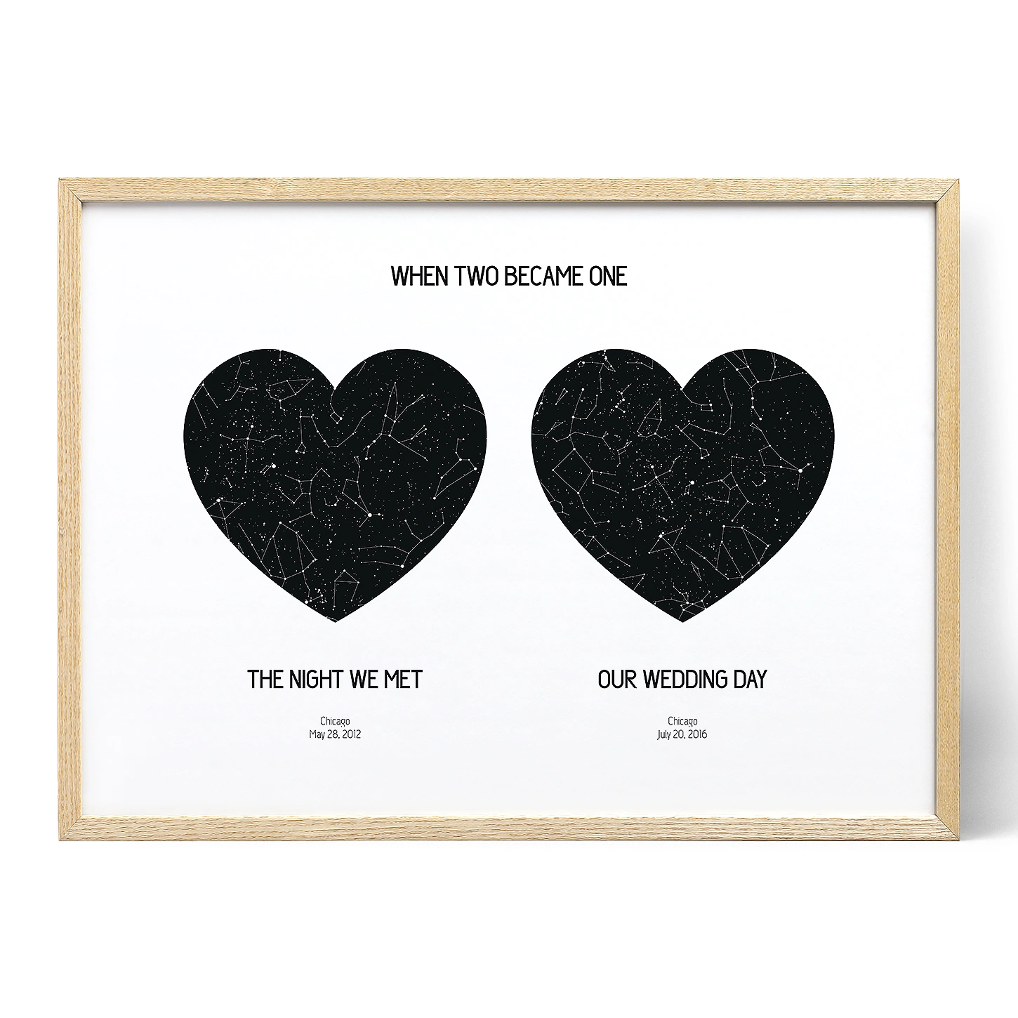 When Two Became One Double Star Map Gift - Positive Prints