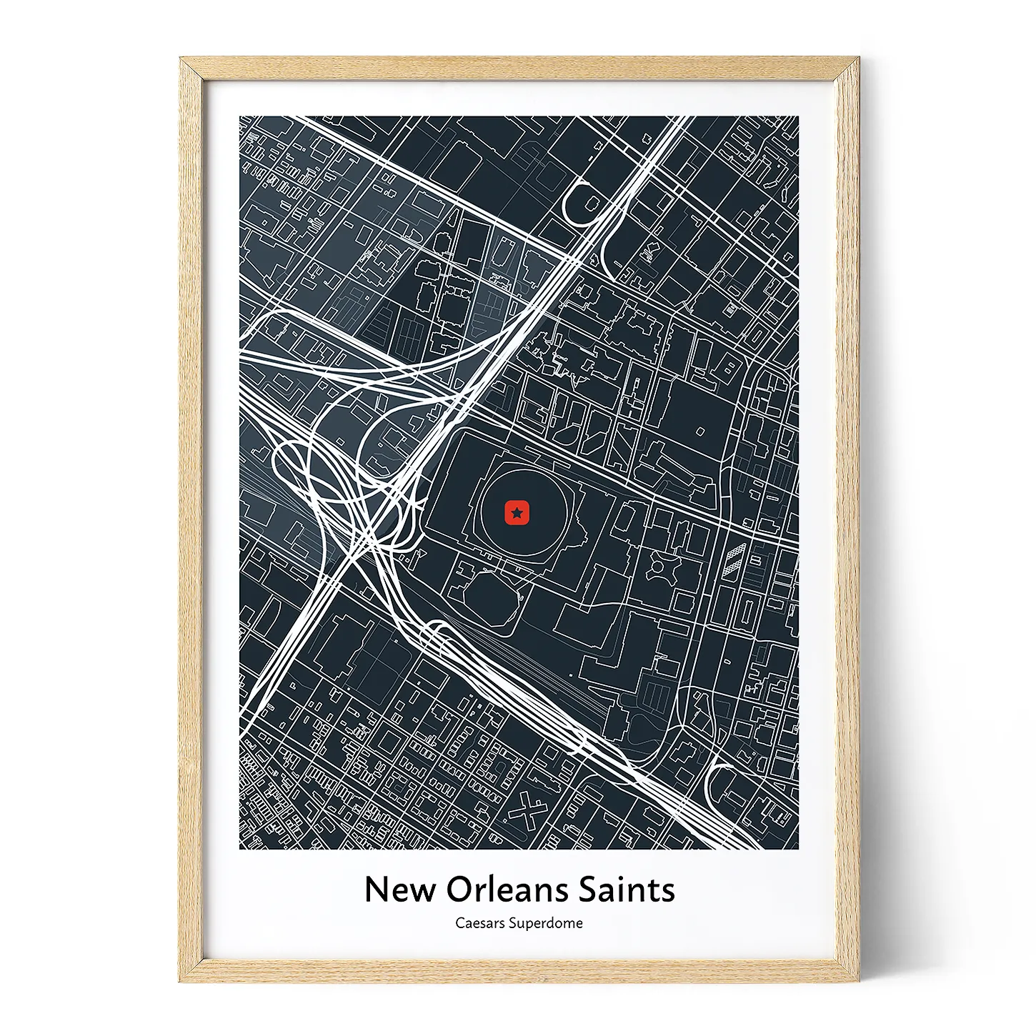 New Orleans Saints - Caesars Superdome Map - Positive Prints