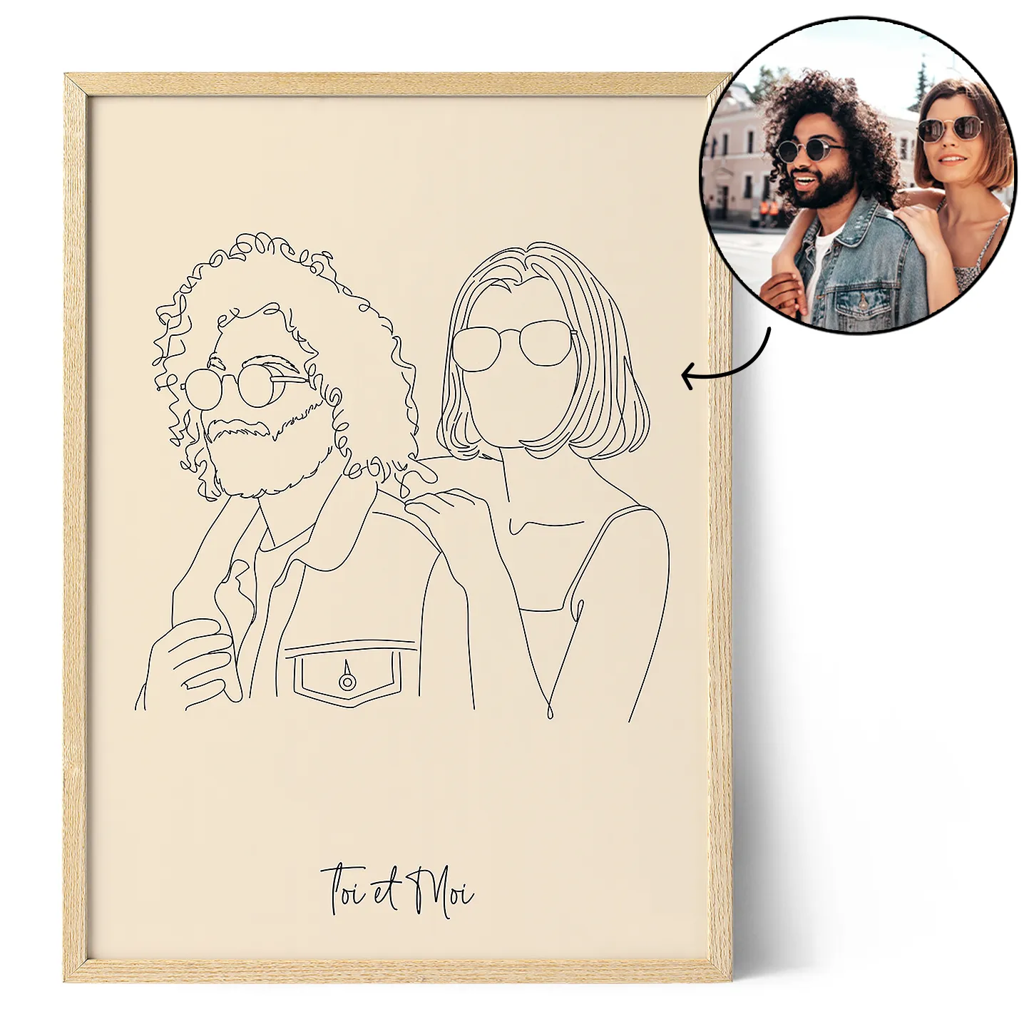 Toi et Moi - Dessin Tracé de couple - Positive Prints