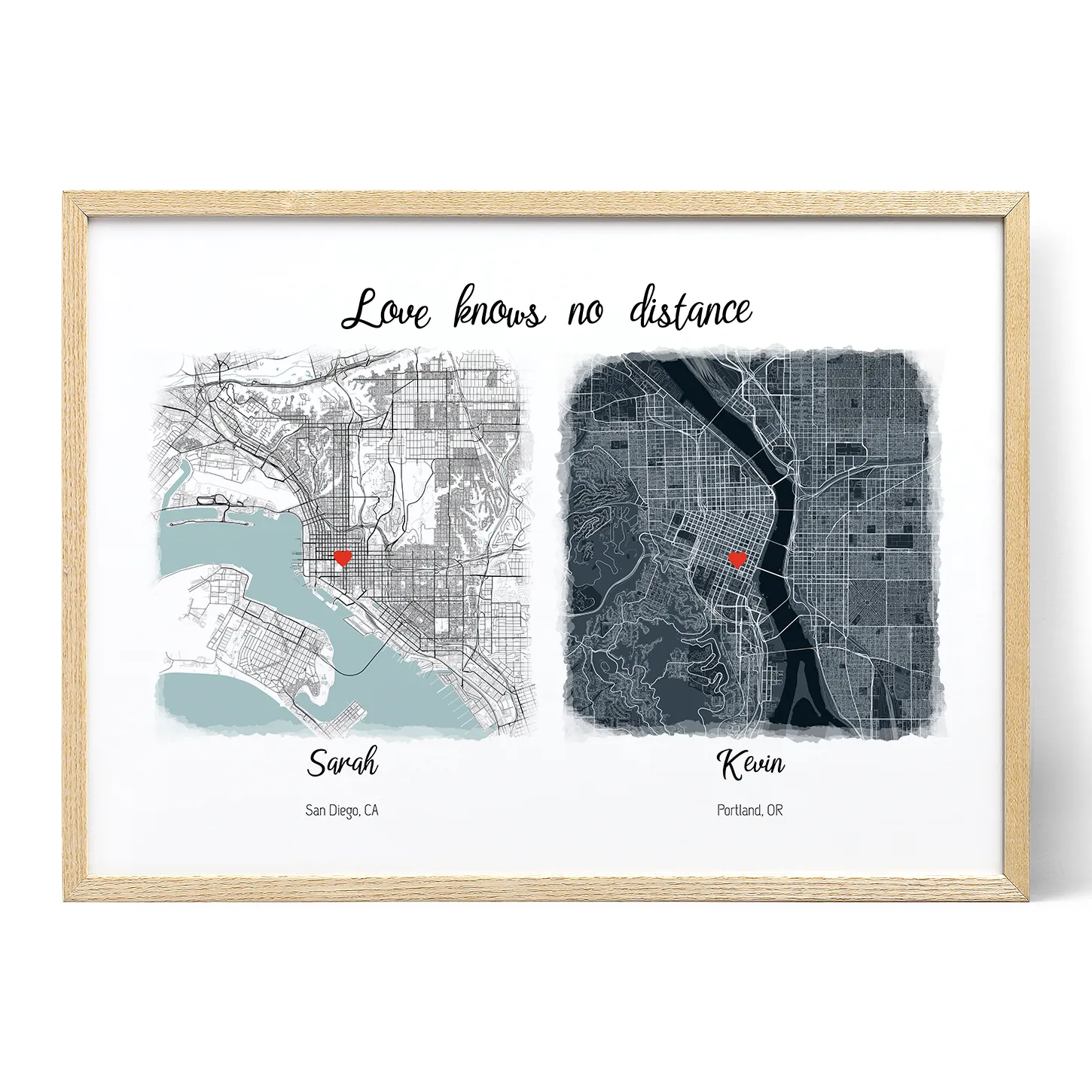 Personalised Double Map - Positive Prints