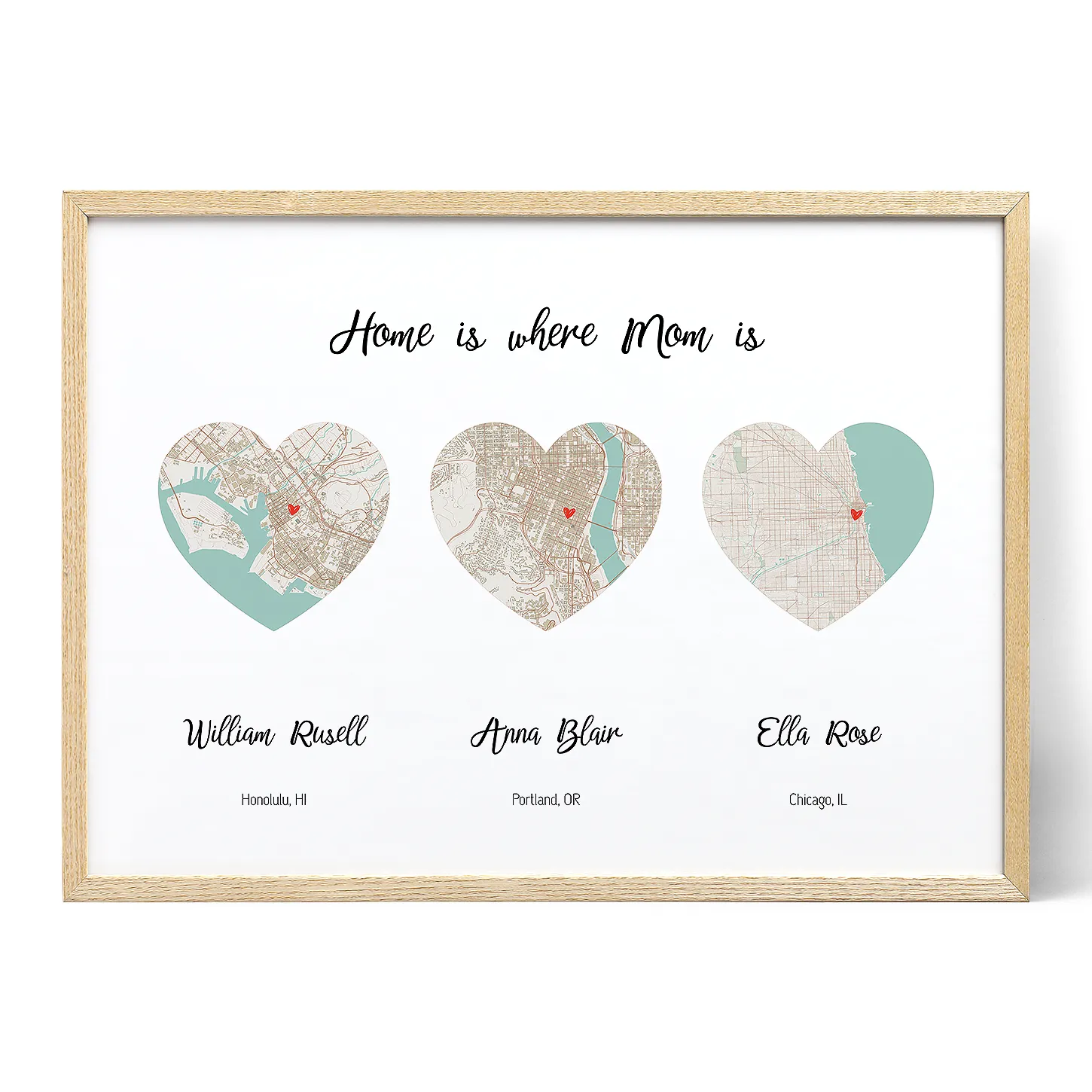 Long Distance Mom Map - Personalized Mom Gift - Positive Prints