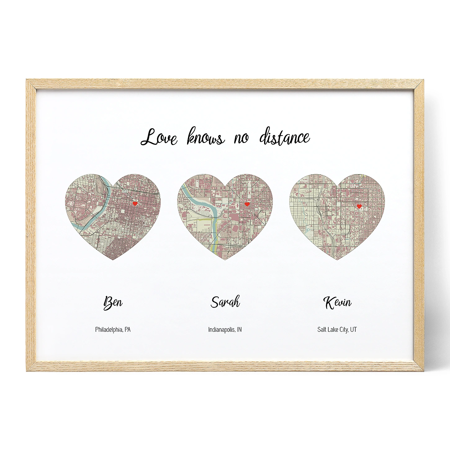 Long Distance Family Map - Personalized Gift - Positive Prints